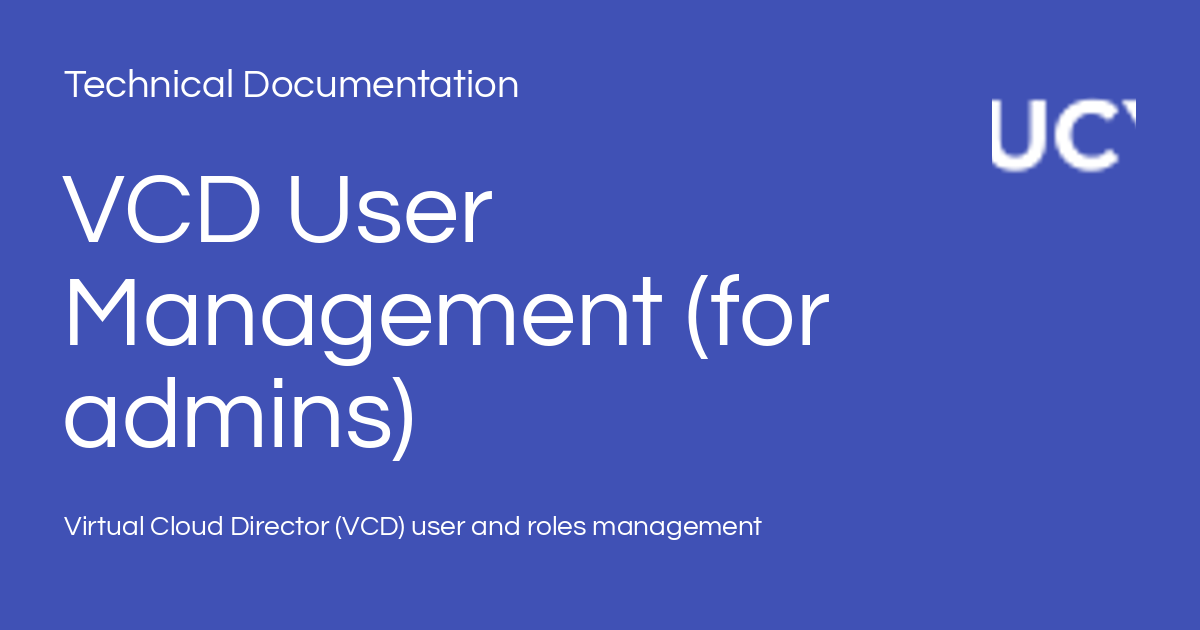 VCD User Management (for admins) - Technical Documentation