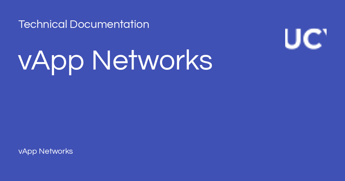 vApp Networks - Technical Documentation
