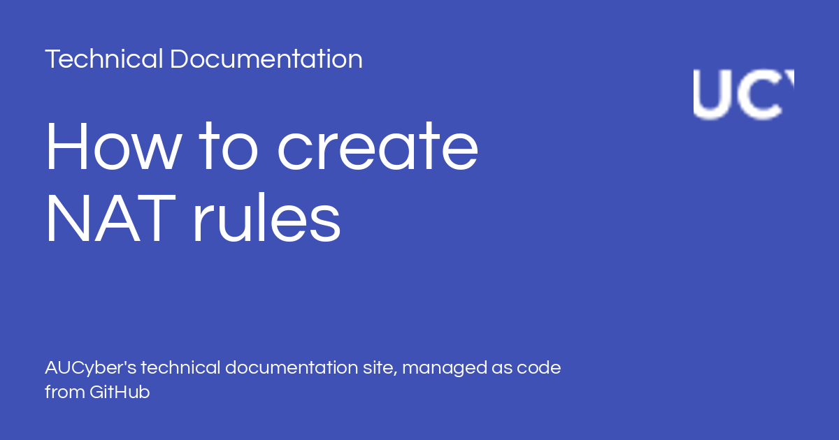 How to create NAT rules - Technical Documentation