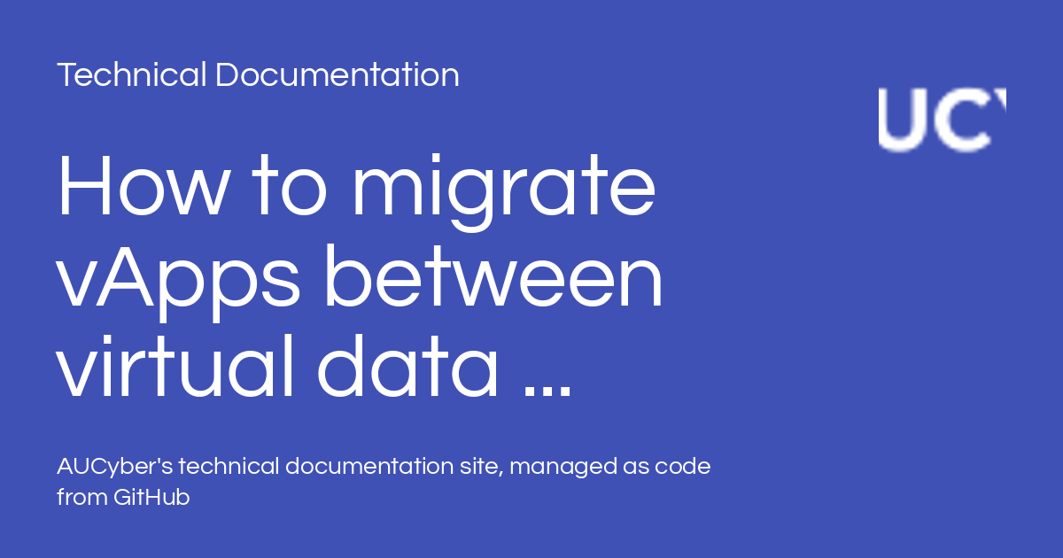 How to migrate vApps between virtual data centres - Technical Documentation