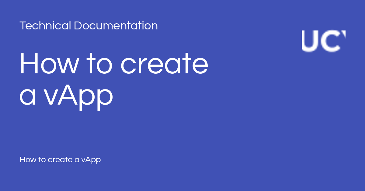 How to create a vApp - Technical Documentation