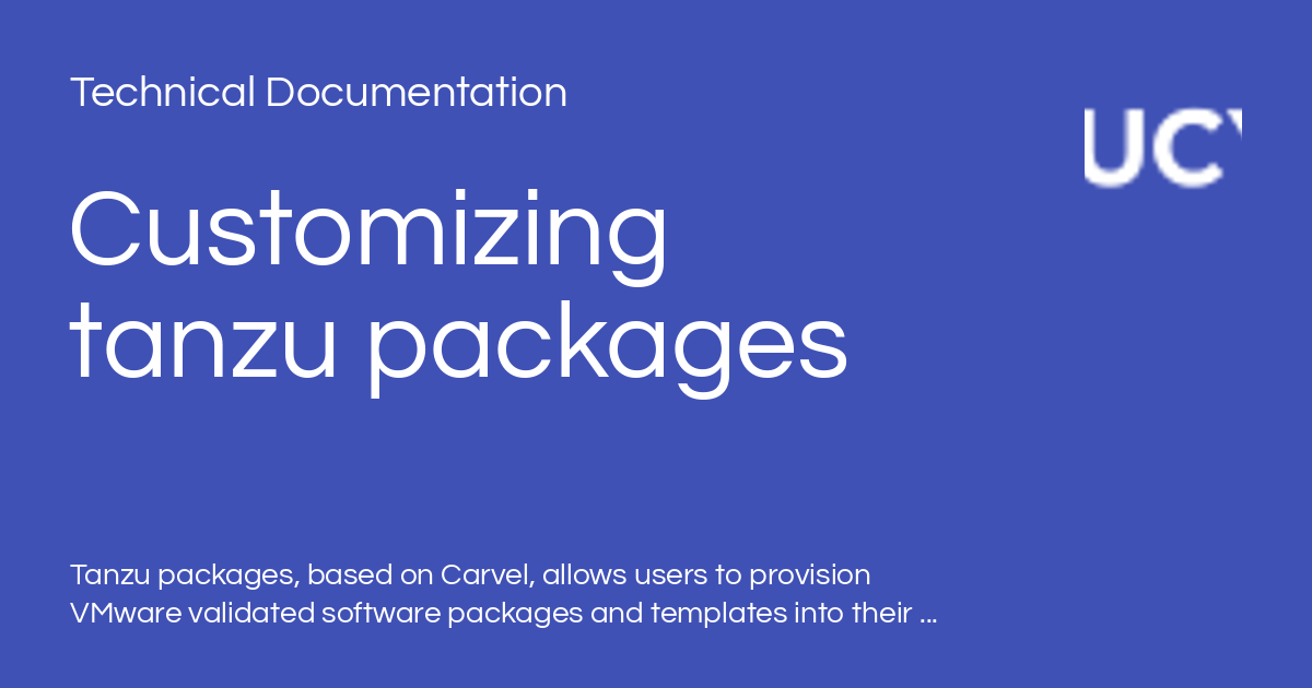 Customizing tanzu packages - Technical Documentation